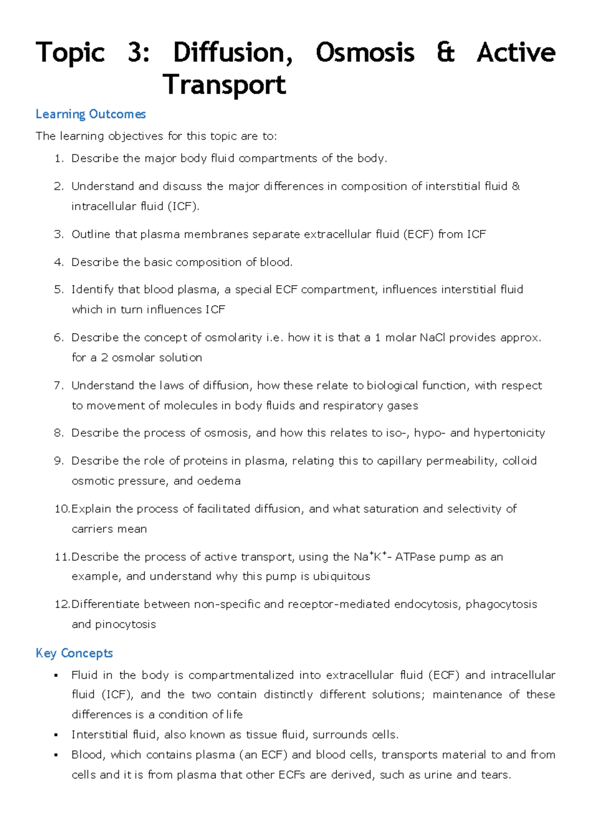 Topic 3 Diffusion Osmosis and Active Transport - Topic 3: Diffusion ...