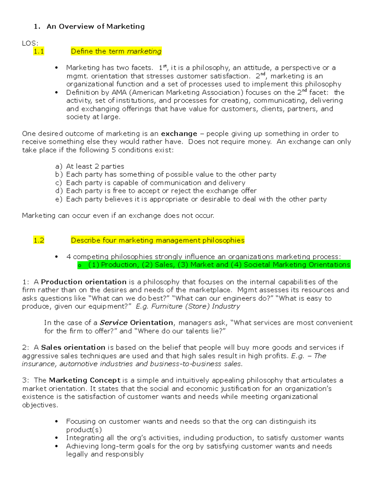 Ch 1 - Overview of Marketing - An Overview of Marketing LOS: 1 Define ...