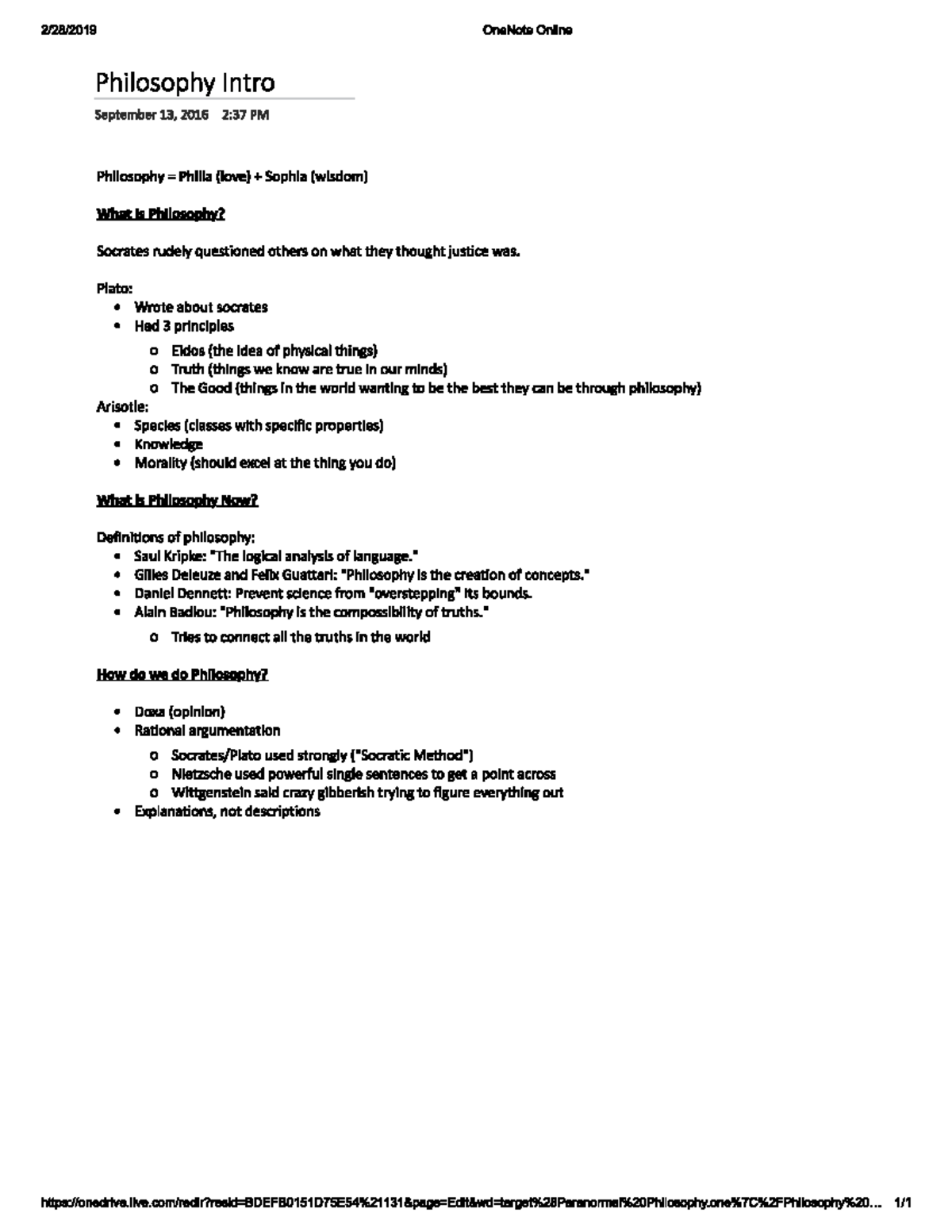 Intro to Philosophy - 2/28/2019 OneNote Online Philosophy Intro ...