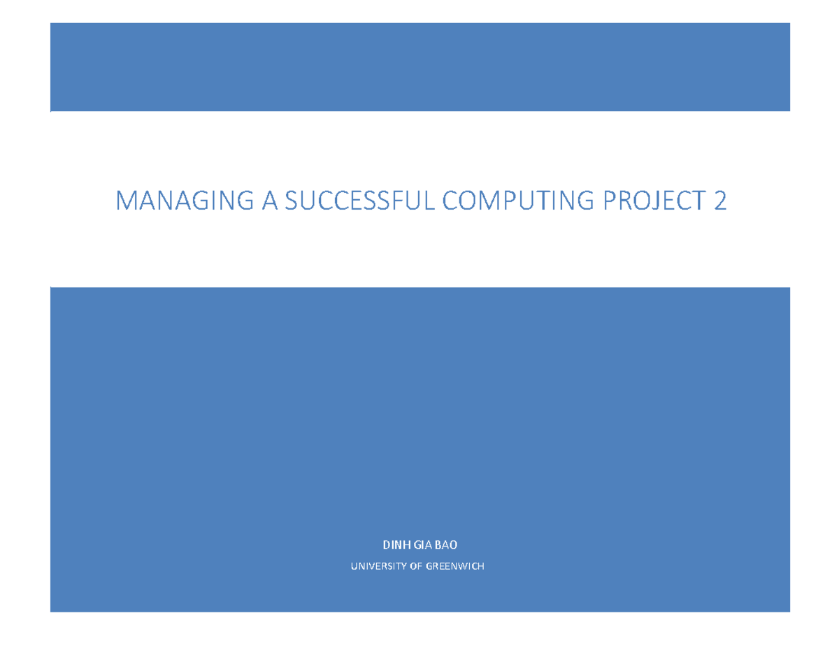 Dinh Gia Bao-Manage Project-ASM2 - Project Management - FPT - Studocu