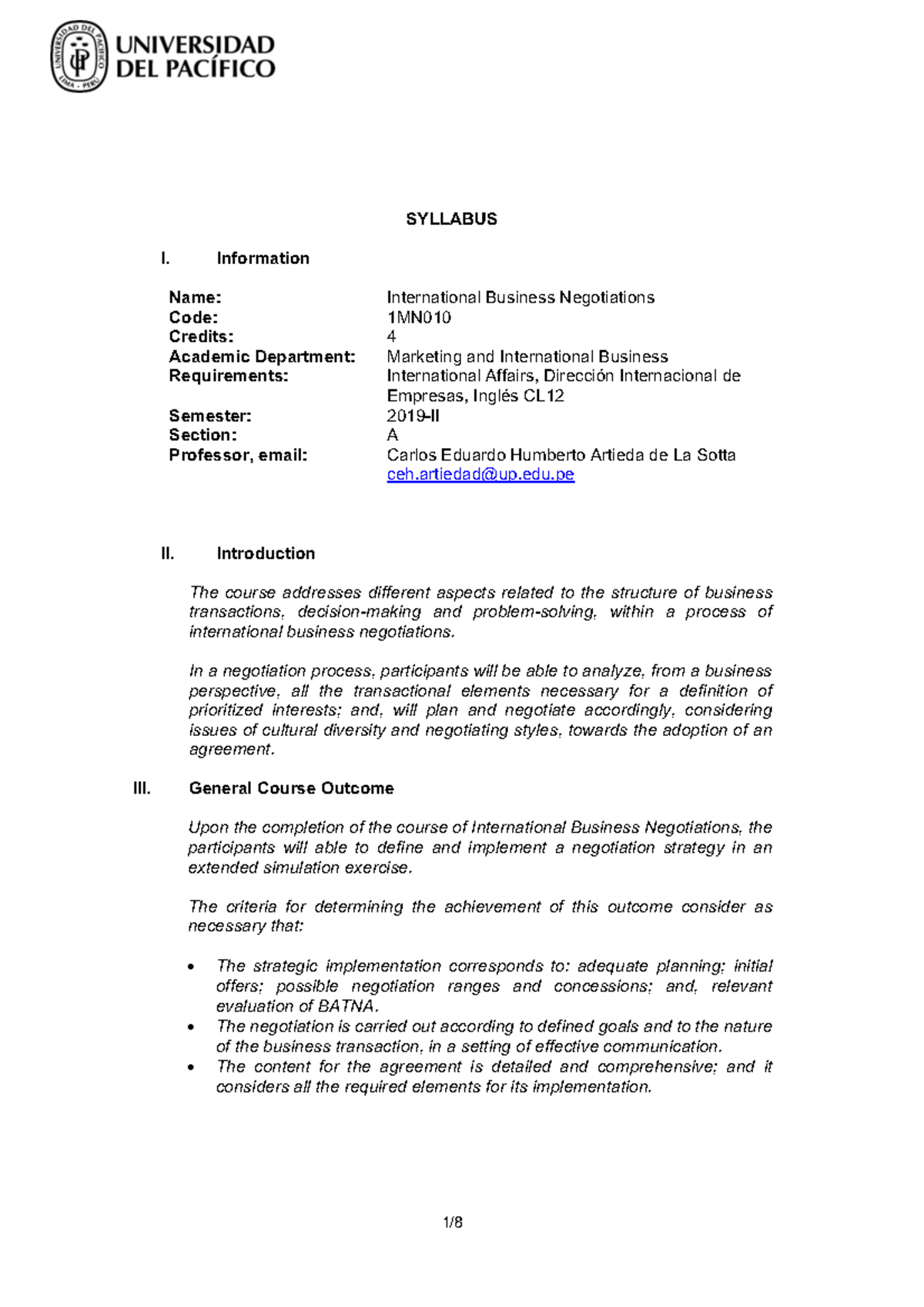 Sílabo - International Business Negotiations 2019-II - SYLLABUS I ...