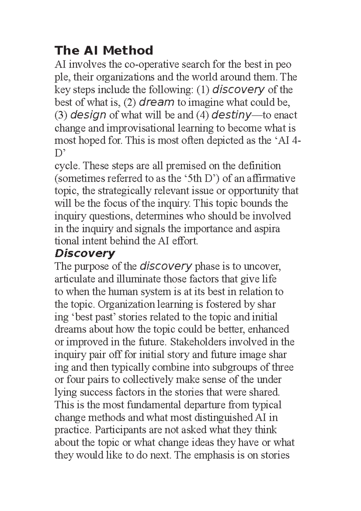 The AI Method - The AI Method AI involves the co-operative search for ...