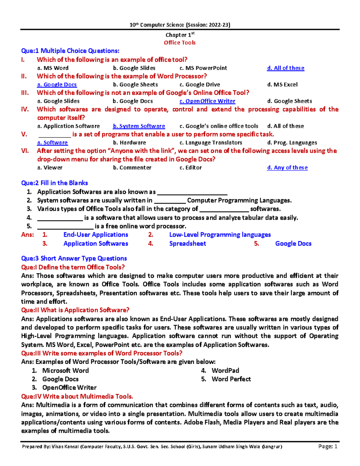 10th CS-E Ch1 2022-23 - 10 th Computer Science (Session: 2022-23 ...