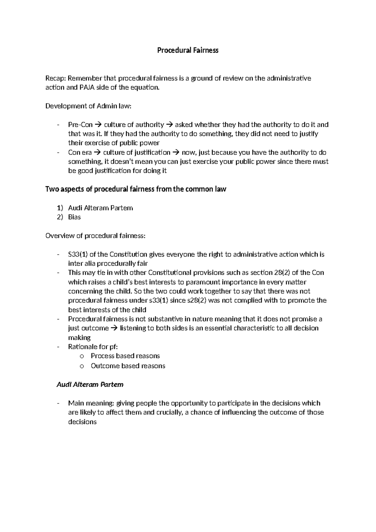 Procedural Fairness - Procedural Fairness Recap: Remember that ...