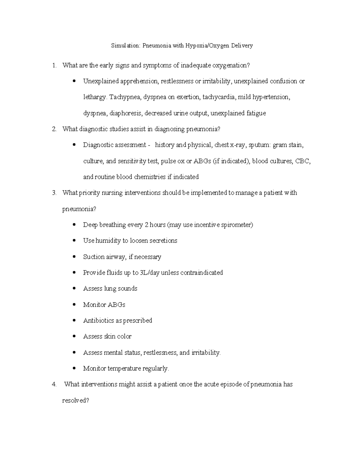 Pneumonia with hypoxia - Simulation: Pneumonia with Hypoxia/Oxygen ...