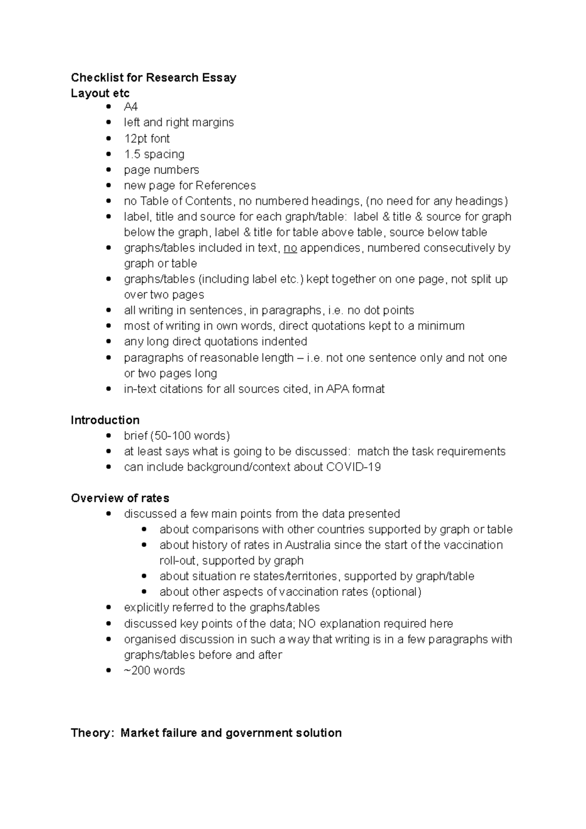 Checklist for Research Essay - Checklist for Research Essay Layout etc ...