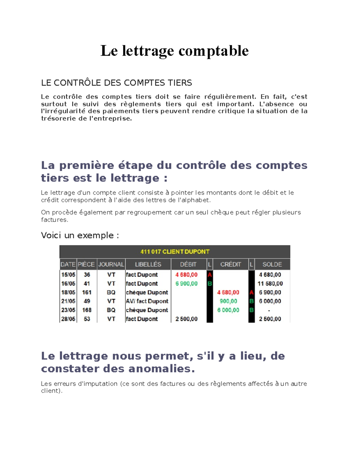 Le lettrage comptable - En fait, c'est surtout le suivi des règlements ...