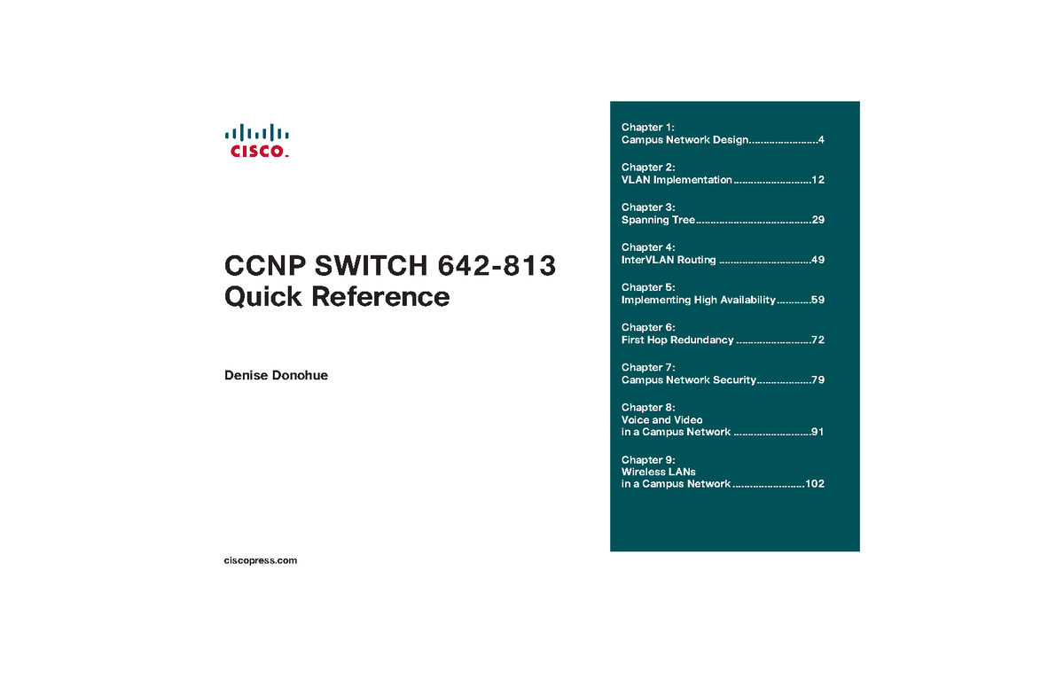 CCNP Switch 642-813 Quick Reference Guide - CCNP SWITCH 642- Quick Reference Chapter 1: Campus ...