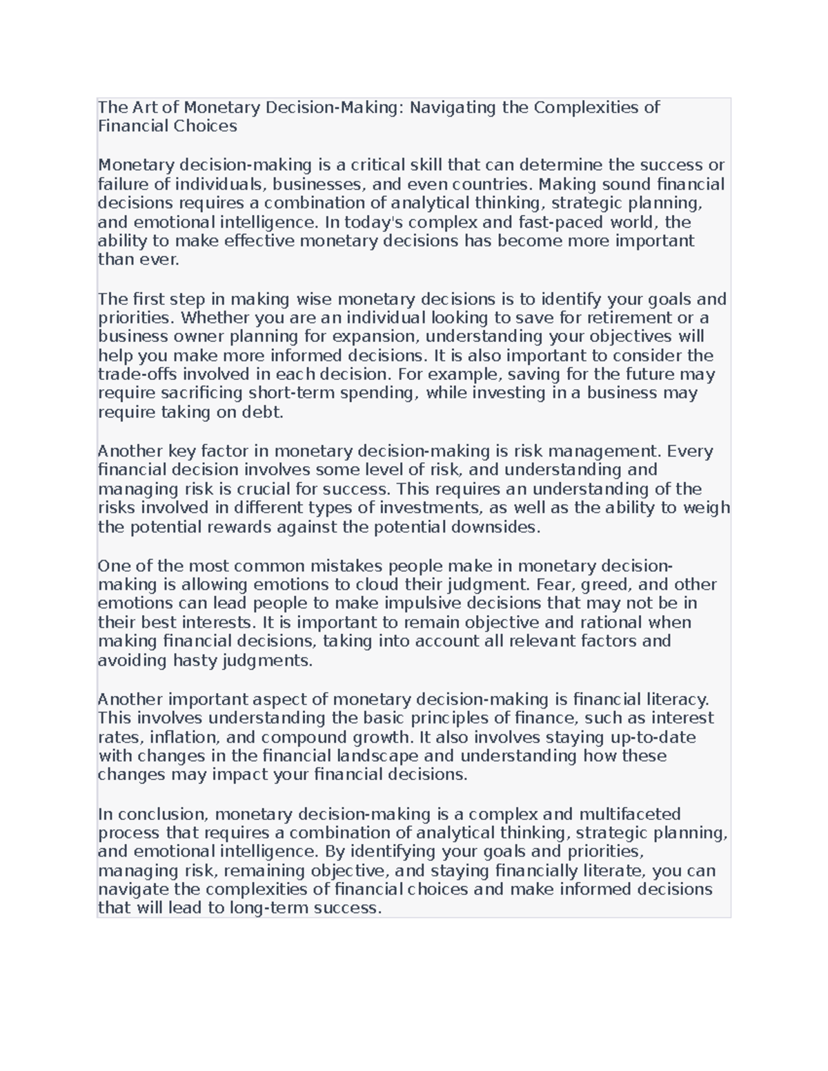 The Art of Monetary Decision - The Art of Monetary Decision-Making ...