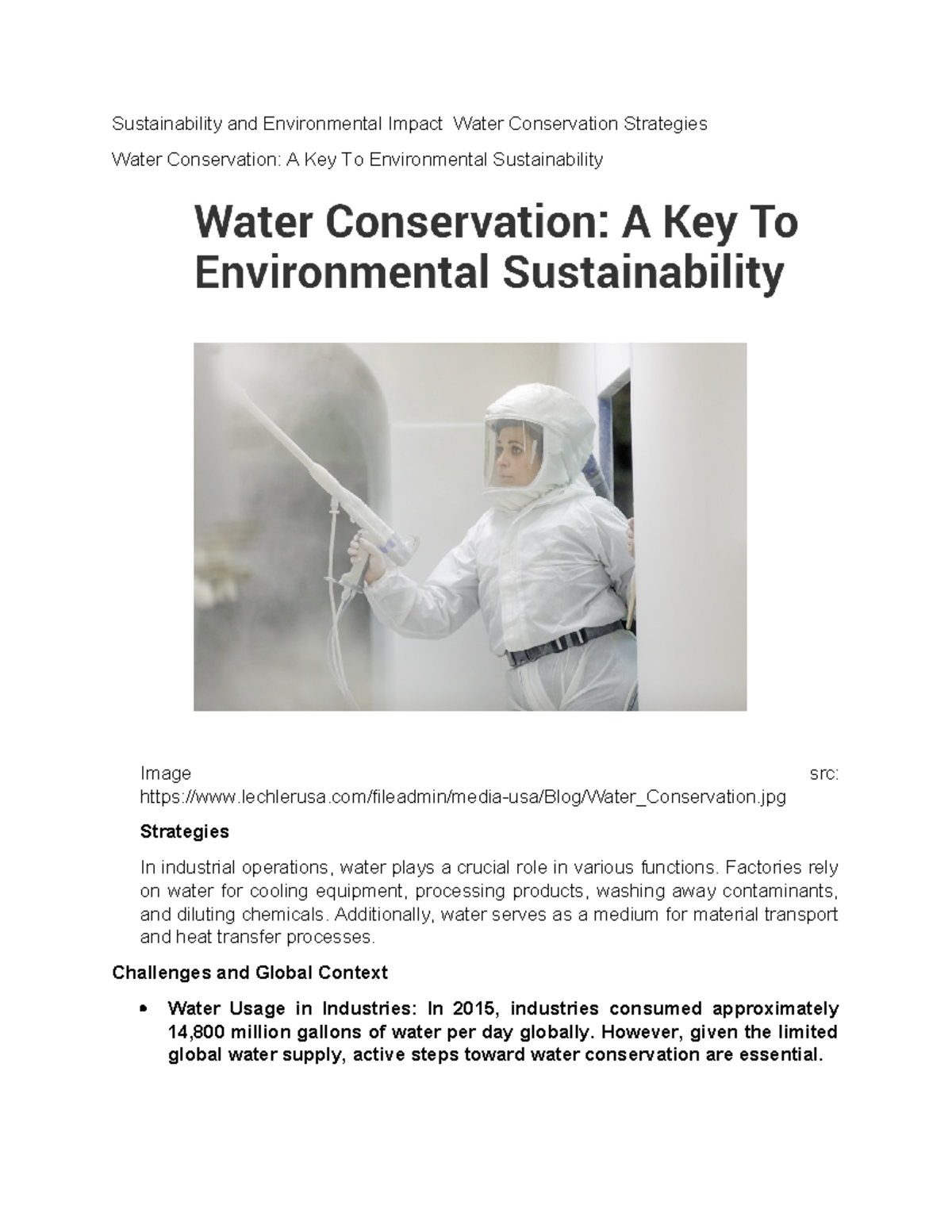 Research BU Rey - Sustainability and Environmental Impact Water ...