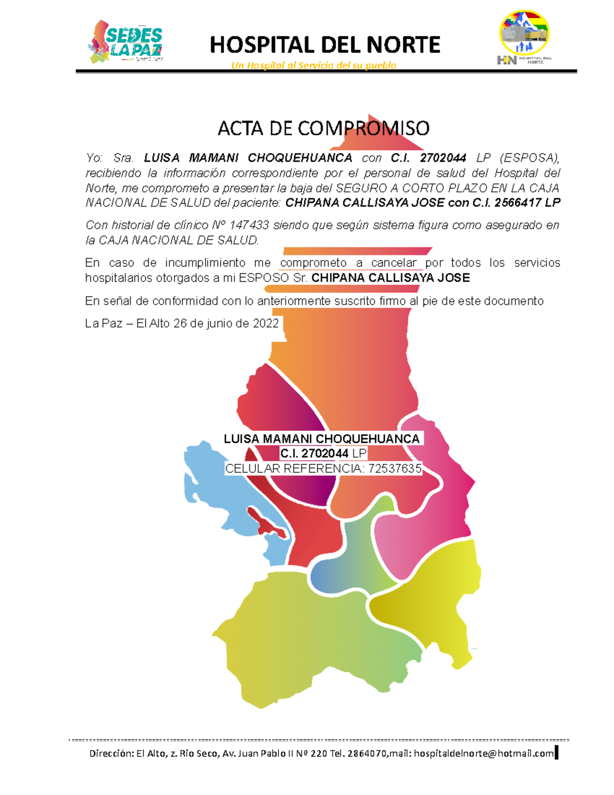 Comrpomiso DE Entrega DE BAJA - ACTA DE COMPROMISO Yo: Sra. LUISA ...