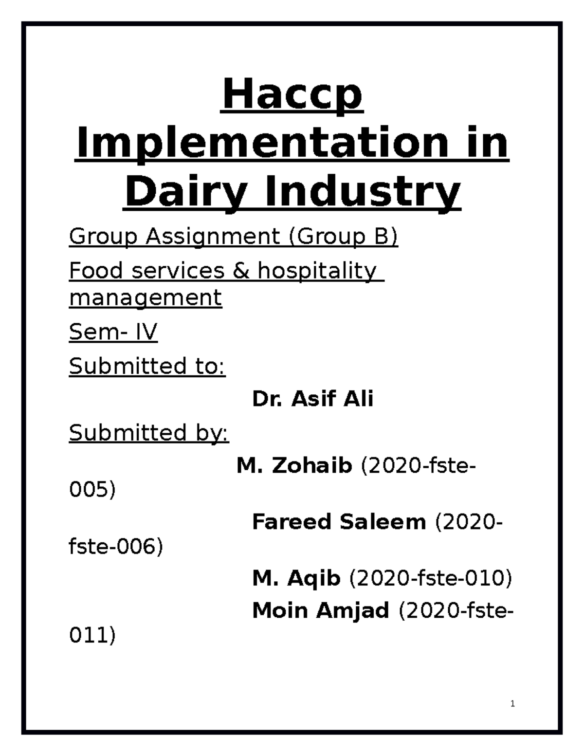Haccp Implementation - NoI am uploading randomly Don't read - Haccp ...