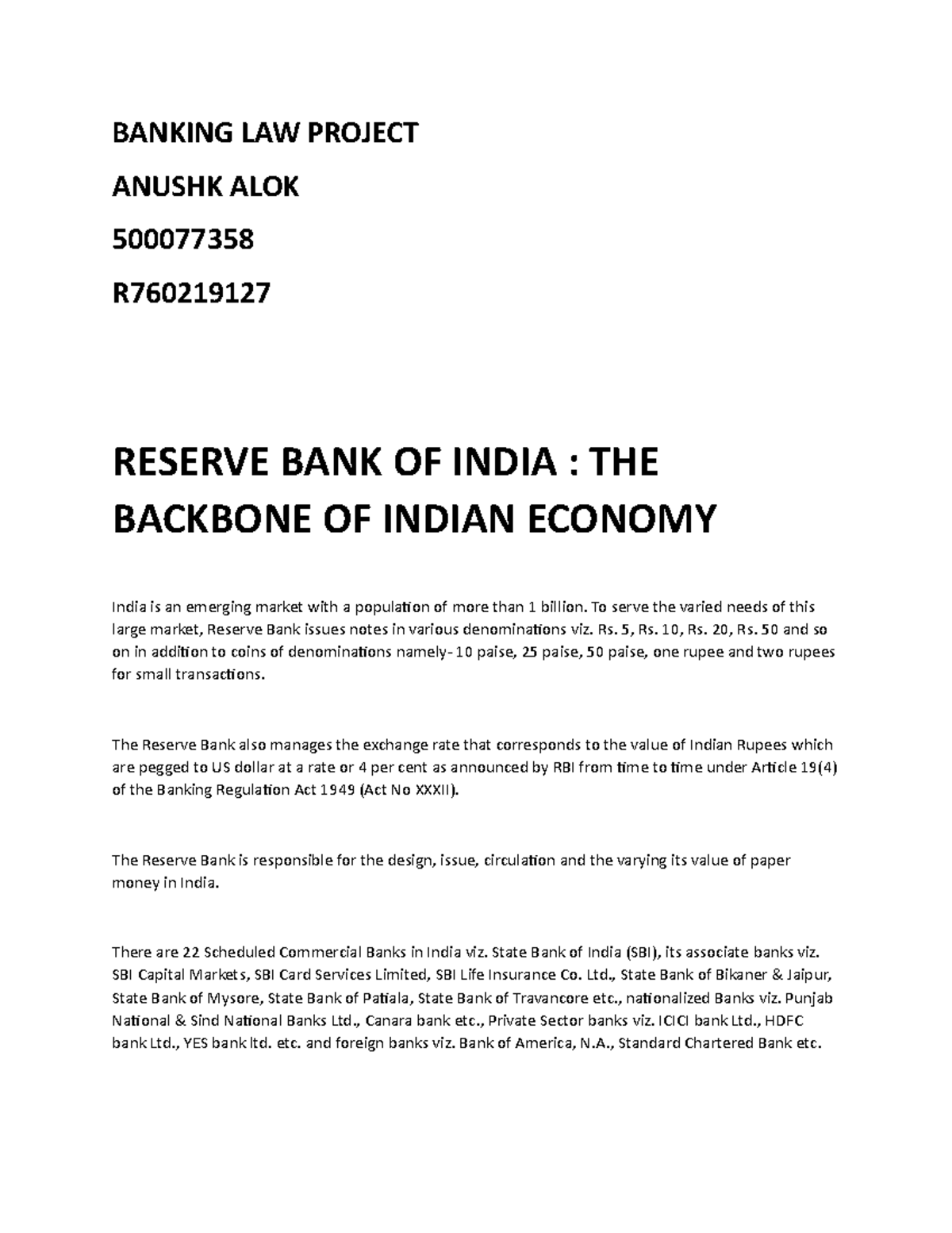 Banking Project Lecture Notes 1 9 BANKING LAW PROJECT ANUSHK ALOK banking-project-lecture-notes-1-9-banking-law-project-anushk-alok