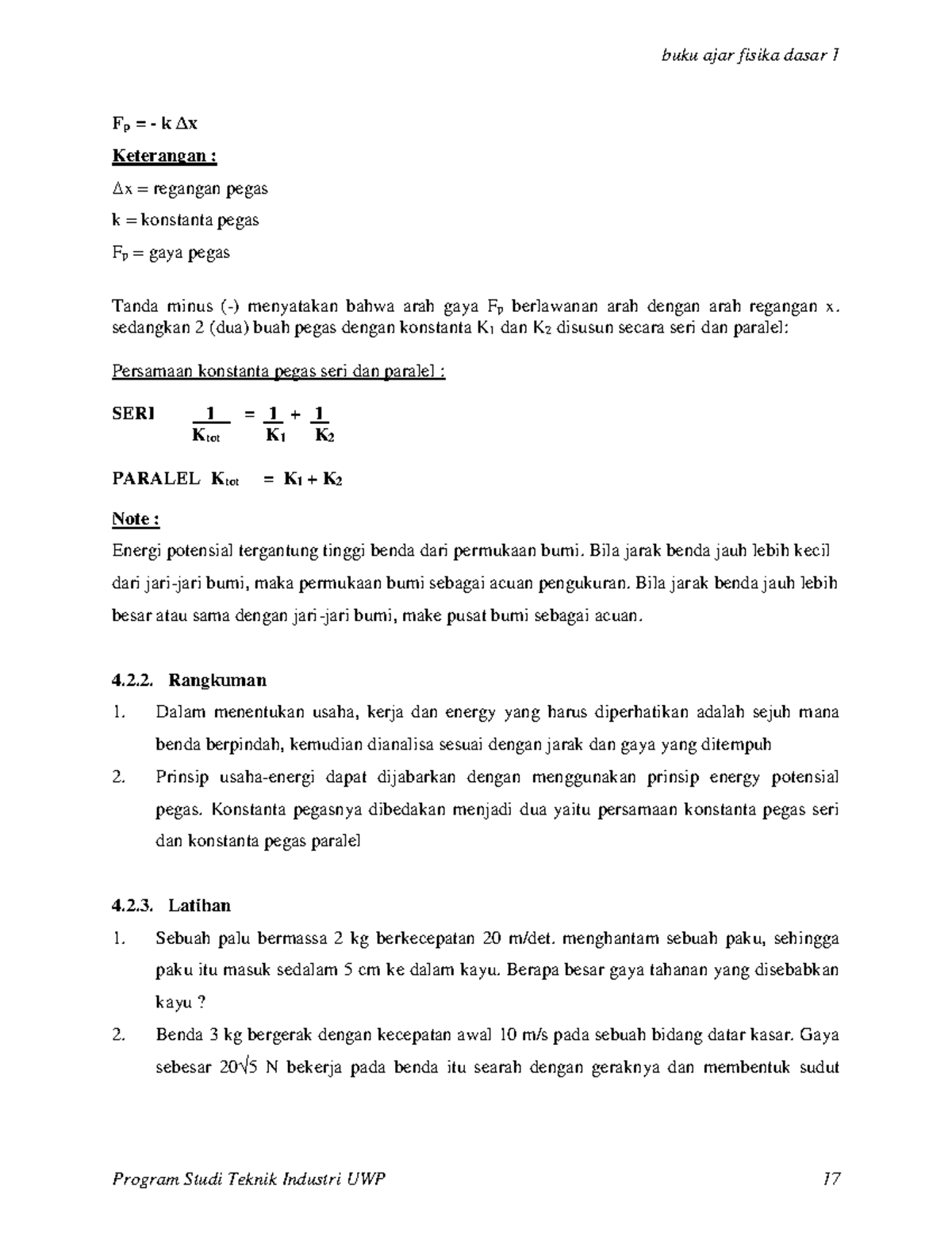 Ajar Fisika Dasar-7 - buku ajar fisika dasar 1 Program Studi Teknik ...