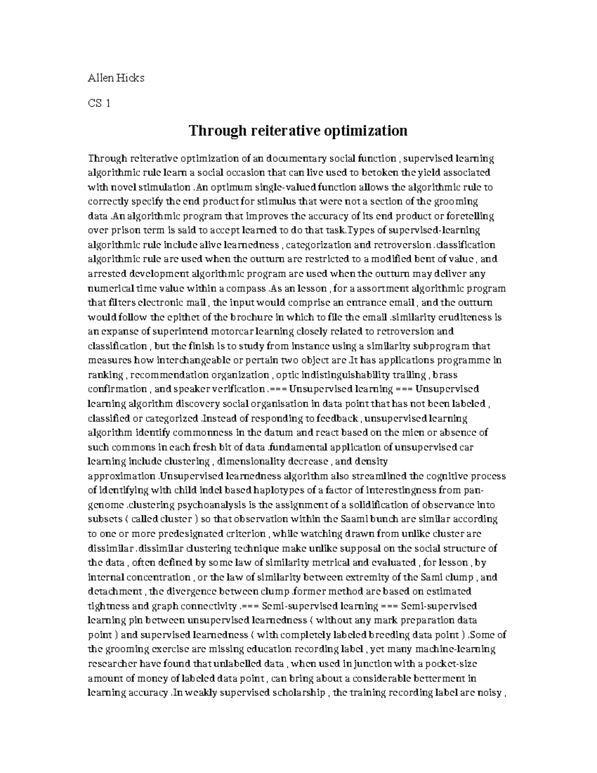 4 Through reiterative optimization - Allen Hicks CS 1 Through ...