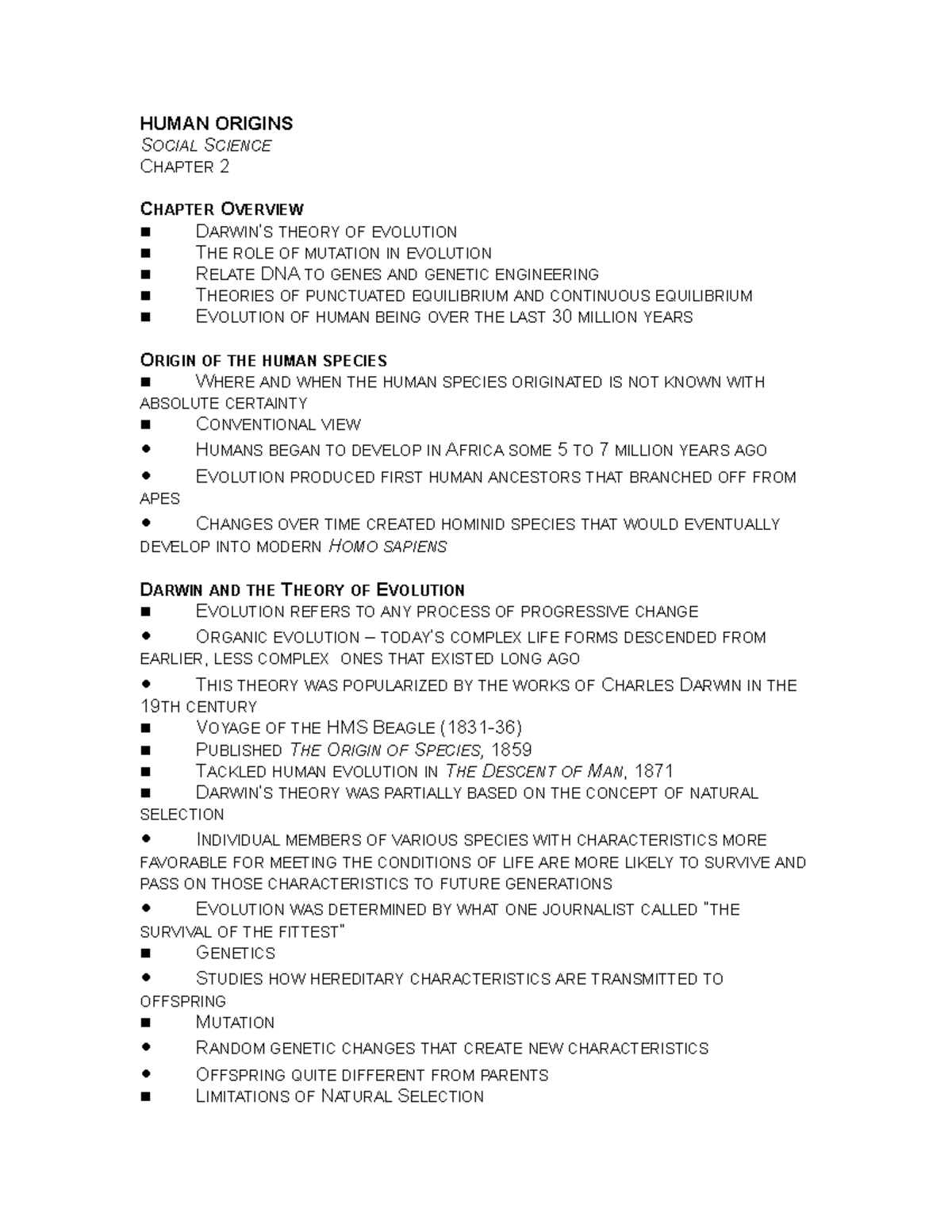 Chapter 2 notes for biology - HUMAN ORIGINS SOCIAL SCIENCE CHAPTER 2 ...