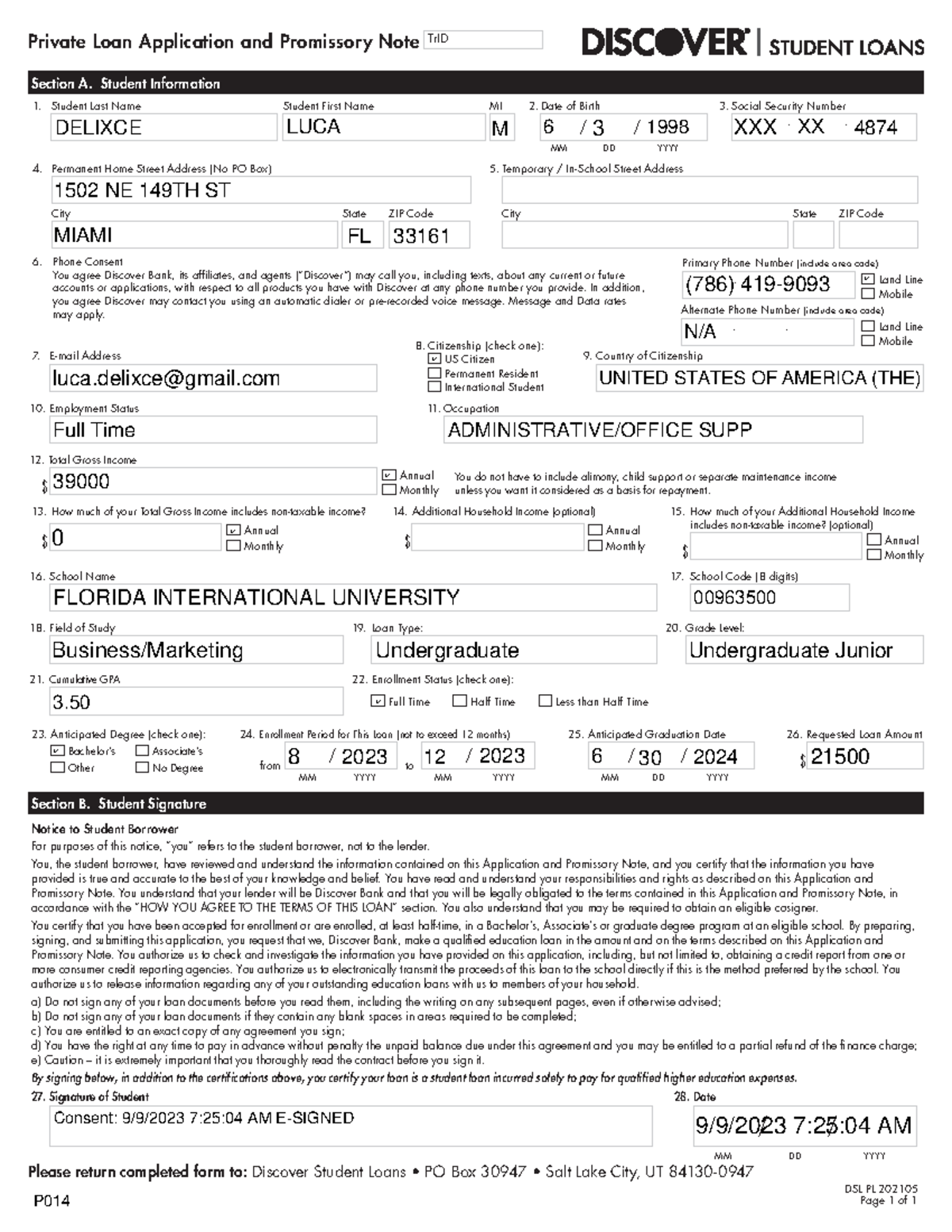 Prom Note - it a homework - Private Loan Application and Promissory ...