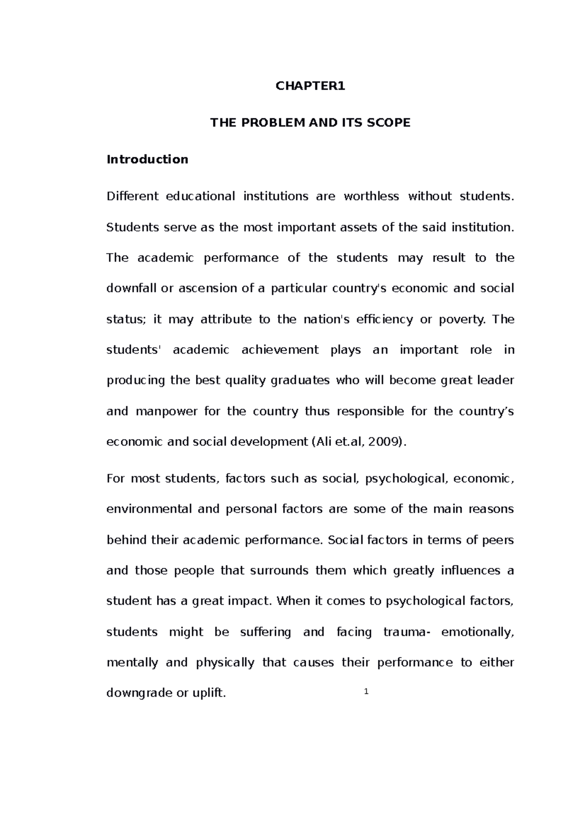 Sample 1 for chapter 1 introduction to research topics - 1 CHAPTER THE ...