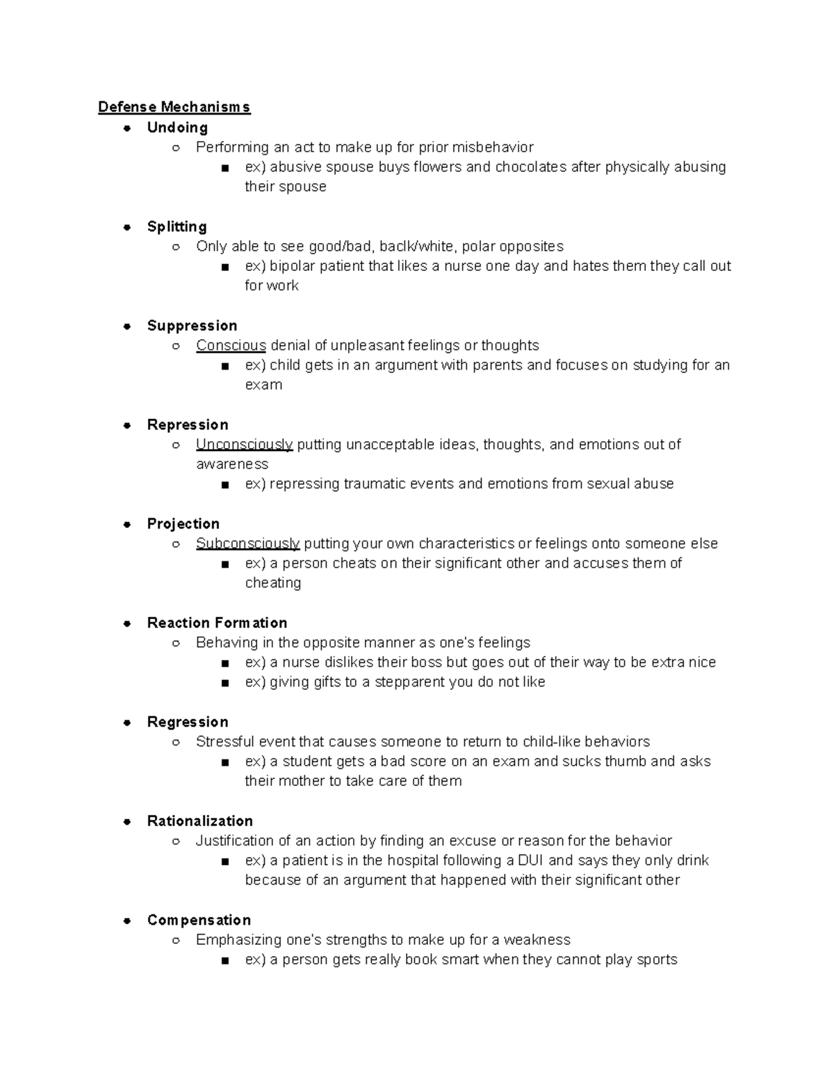 Defense Mechanisms & examples - Defense Mechanisms Undoing Performing ...