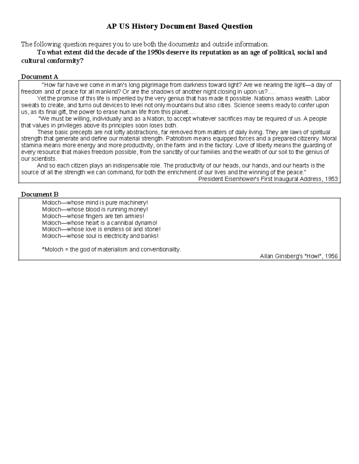 1950s HOH 10-11 - AP US History Document Based Question The following ...