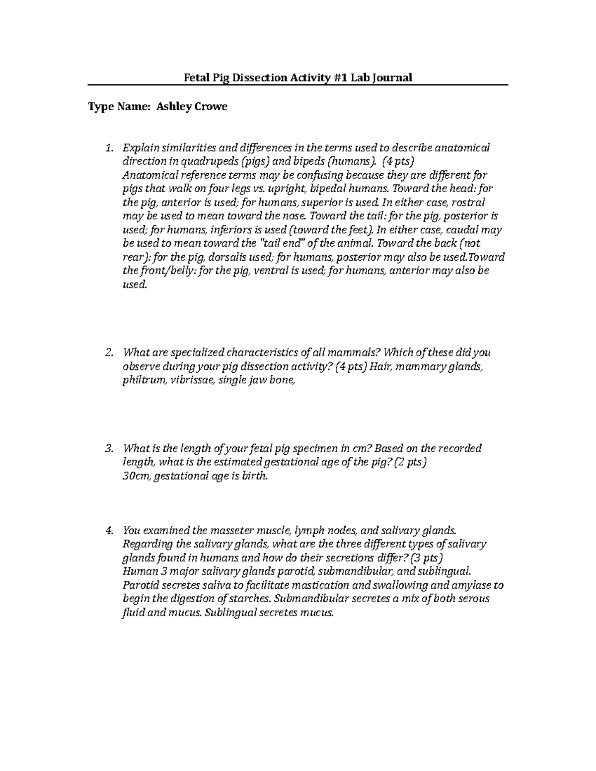 Crowe Fetal Pig 1 - How to dissect pig - Fetal Pig Dissection Activity ...