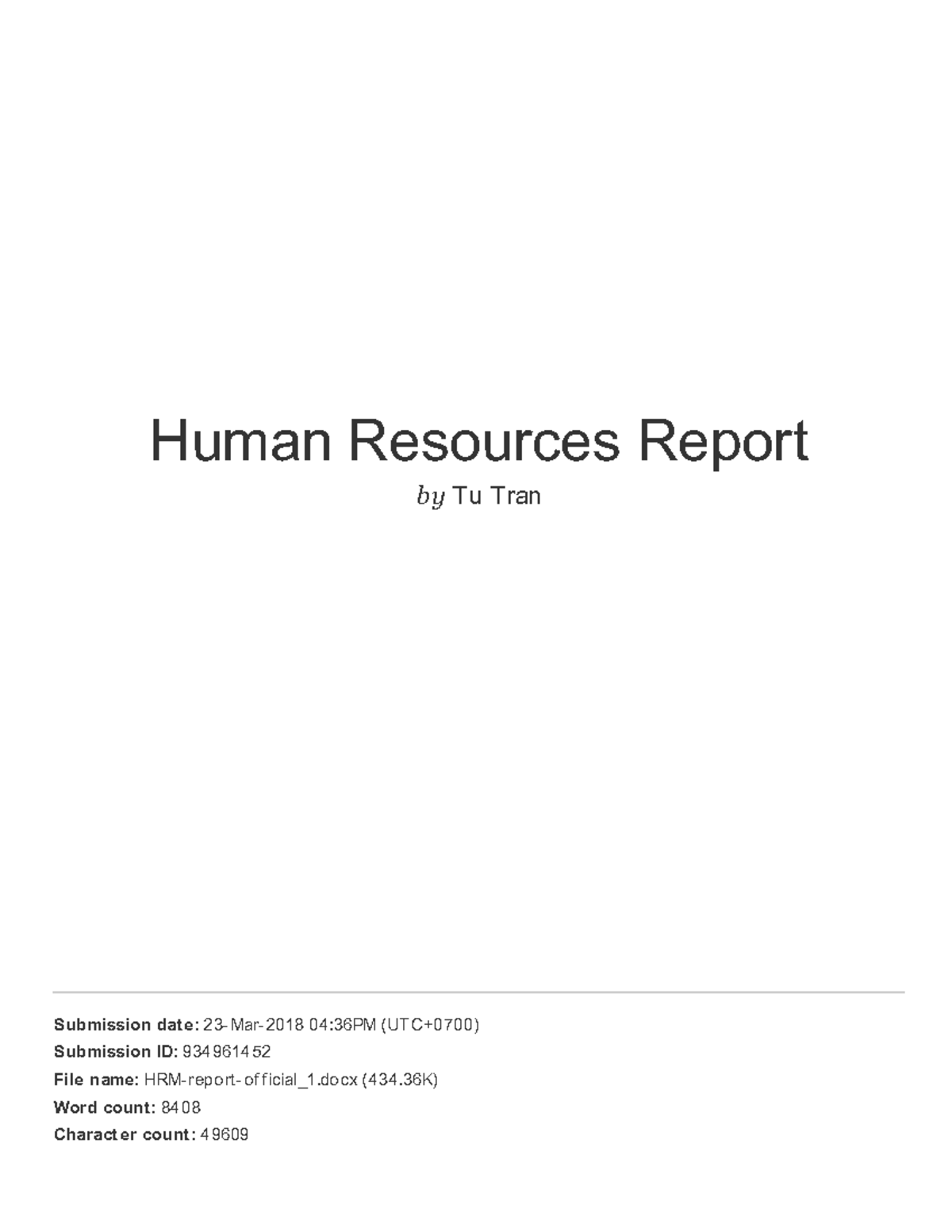 Human Resources Report - Human Resource Management - Studocu