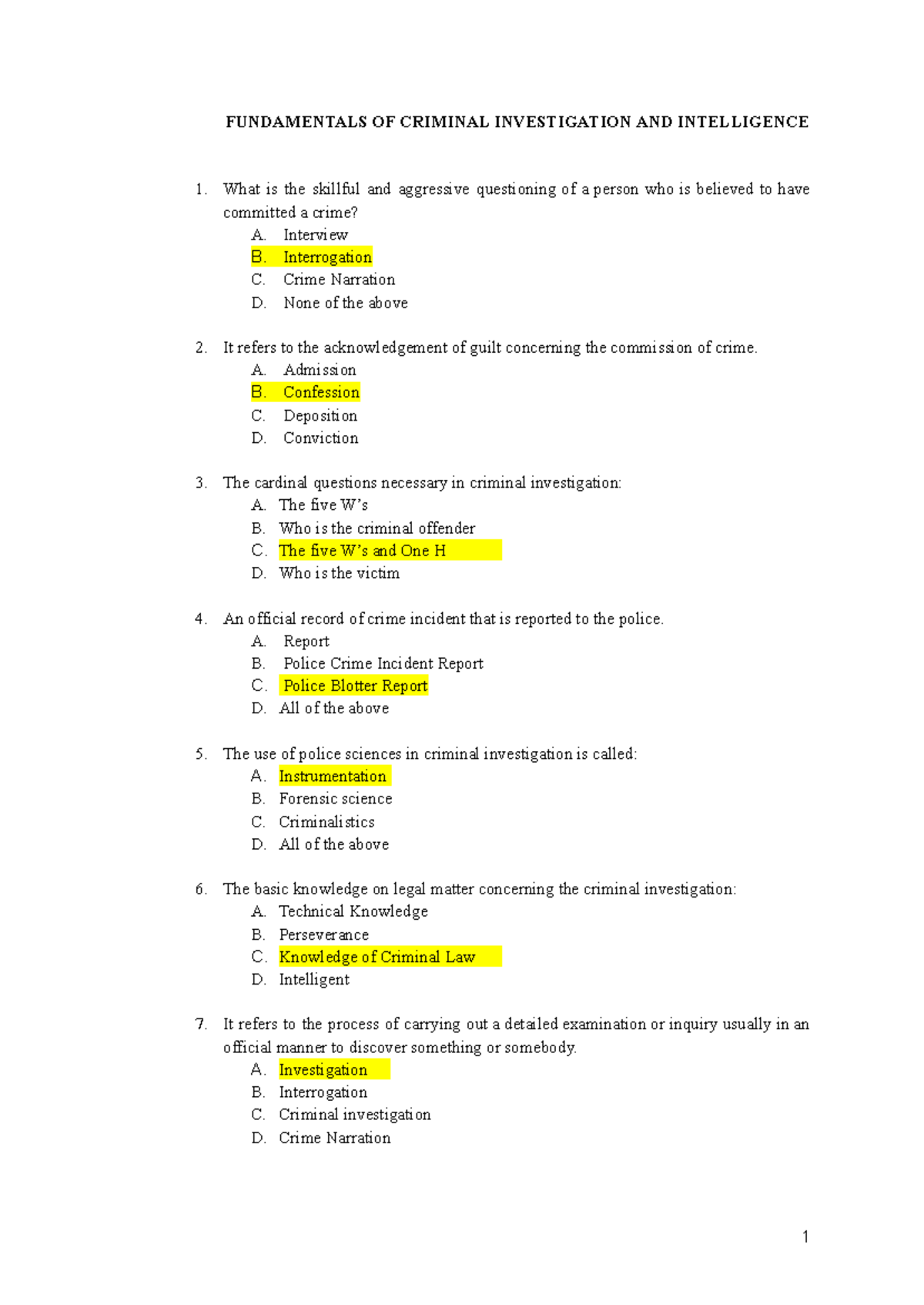 Fundamentals OF Criminal Investigation AND Intelligence - FUNDAMENTALS ...