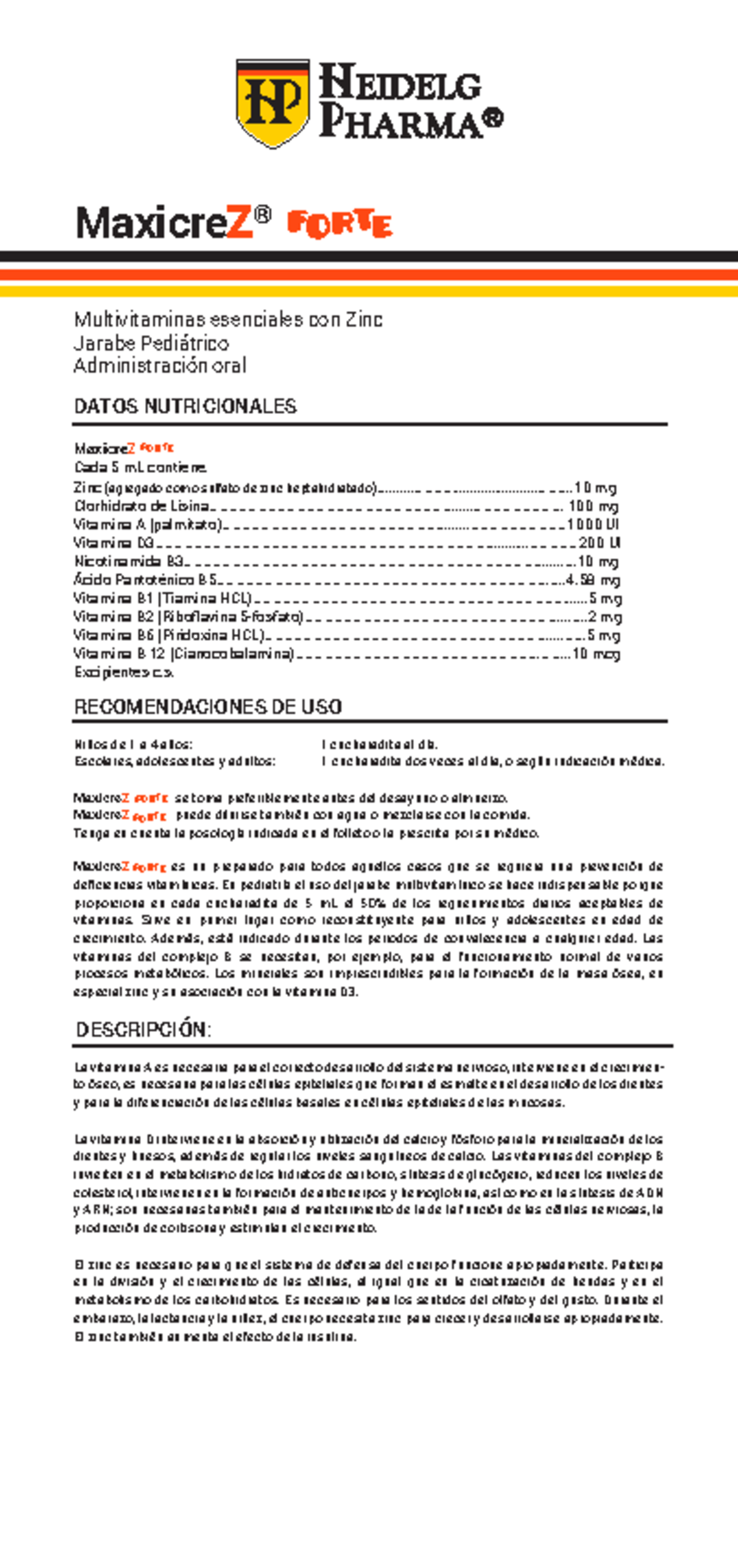 Inserto-maxicrez- Forte - MaxicreZ ® DATOS NUTRICIONALES ...
