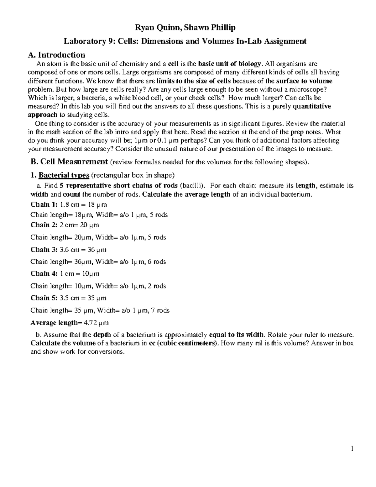Lab 9 Cell Measurement In Lab Assignment Spring 2021 - Copy - Ryan ...
