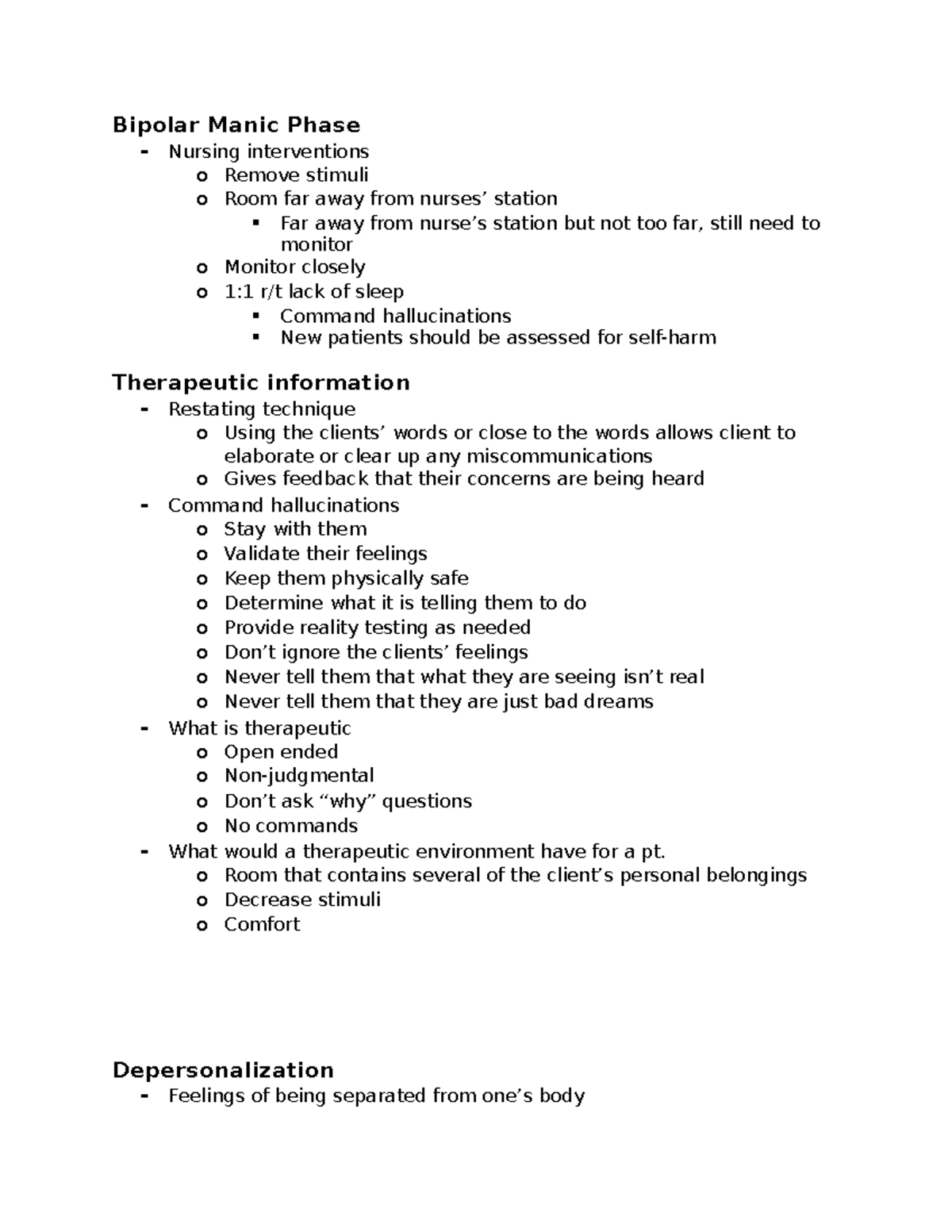 Mental Health Exam 4 Study Guide - Bipolar Manic Phase Nursing ...