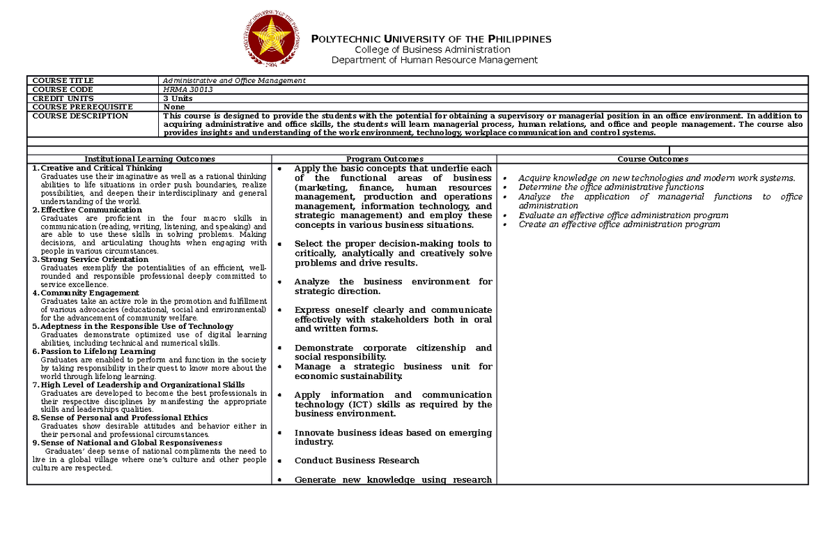 Administrative- Office- Management HRMA-30013-3-2 Lecture Notes ...