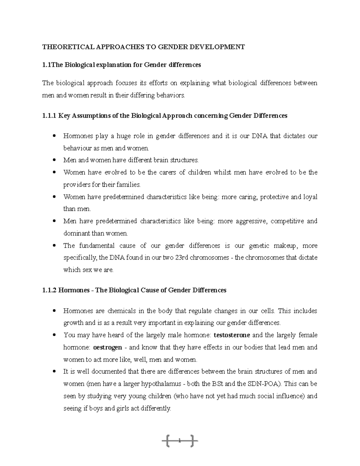 Theories OF Gender Differences - THEORETICAL APPROACHES TO GENDER ...