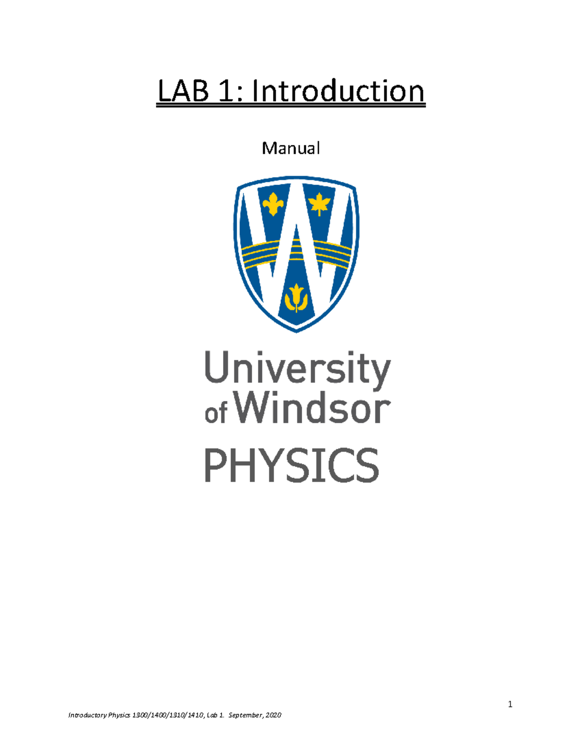LAB 1 - Introduction - Physics lab - 1 LAB 1: Introduction Manual ...