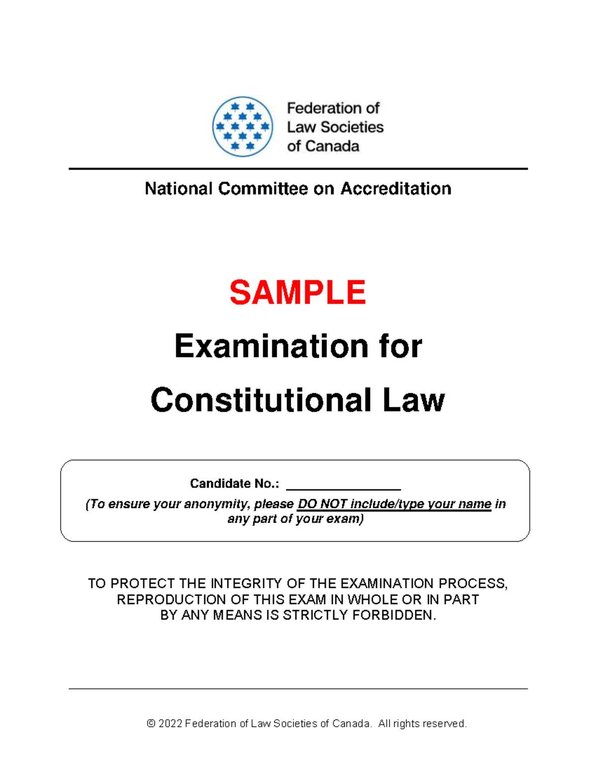 Constitutional-Sample-Exam-1 updated Jan 2023 - © 2022 Federation of ...