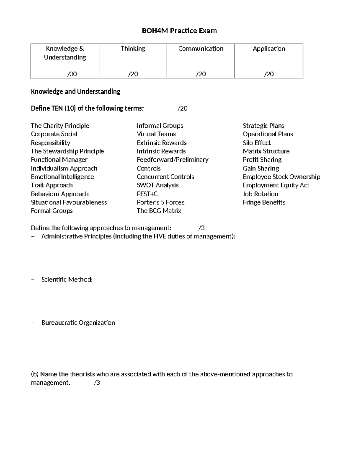 BOH4M Practice Exam - .... - BOH4M Practice Exam Knowledge ...