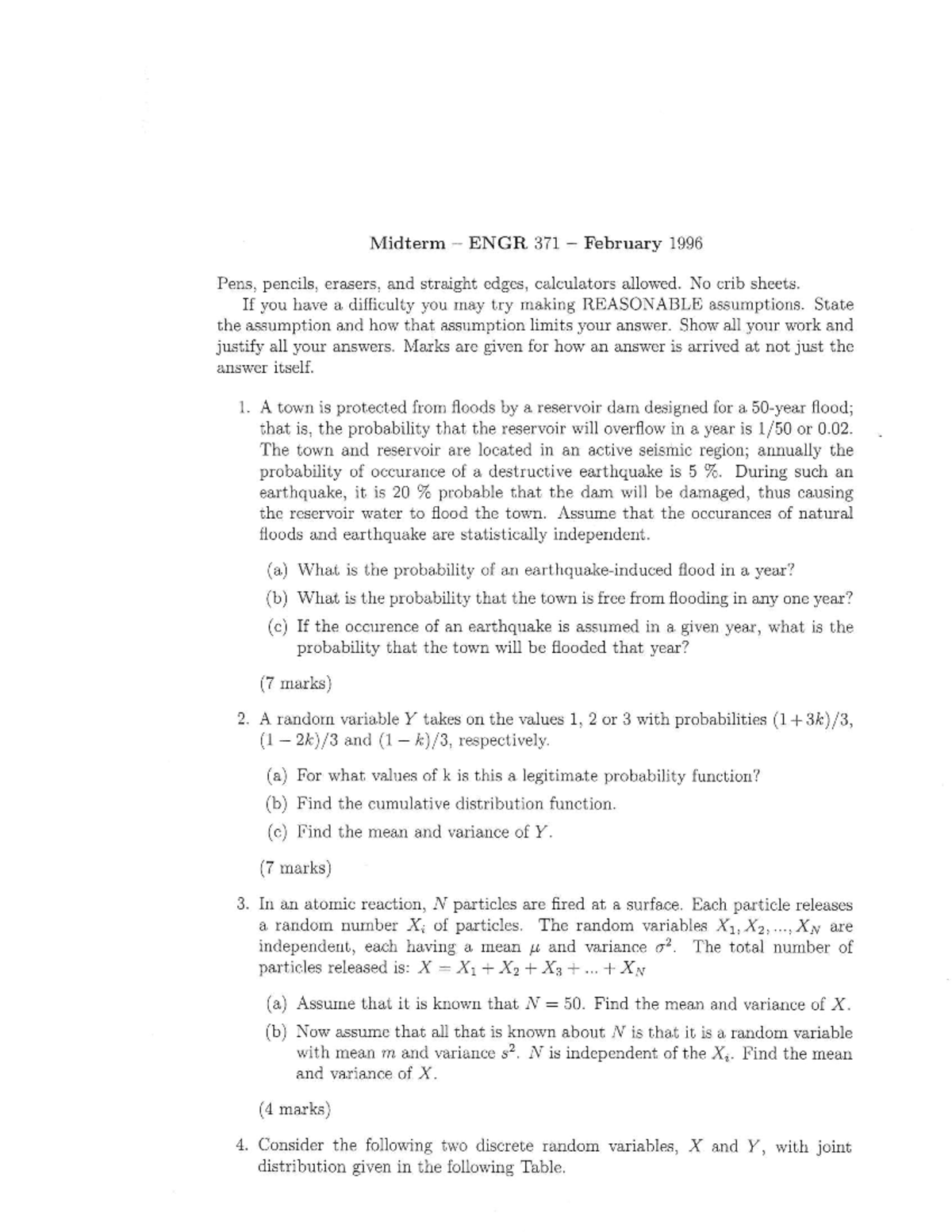 Feb 1996 Midterm Midterm - ENGR 371 - Concordia - Studocu
