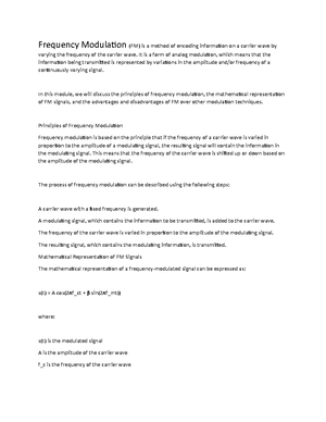 Chapter 4 angle modulation part 2 - Frequency modulation (FM) is a type ...