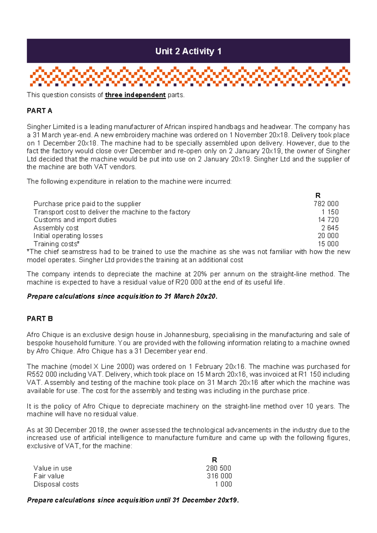 Unit 2 Activity 1 2023 - aSSIGNMENT - Unit 2 Activity 1 This question ...