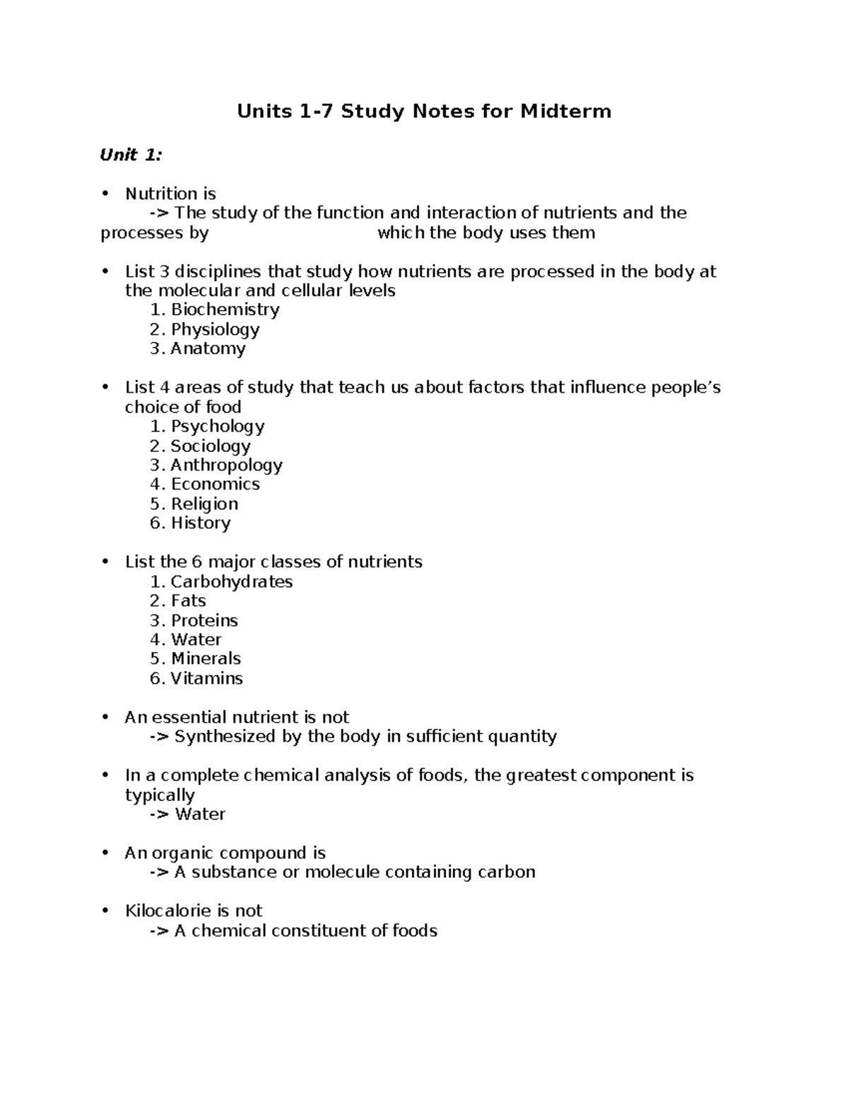 Units 1-7 Study Notes for Midterm Word - Units 1-7 Study Notes for ...