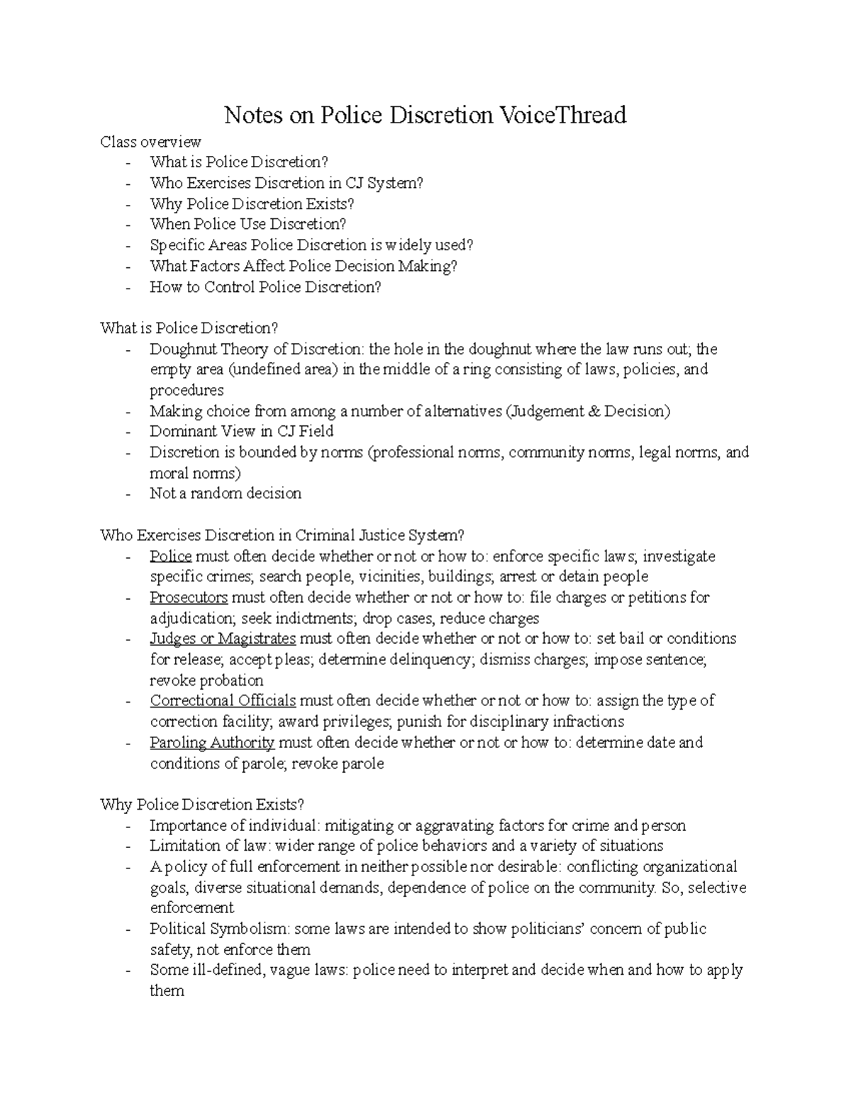 Notes on Police Discretion Voice Thread - Notes on Police Discretion ...