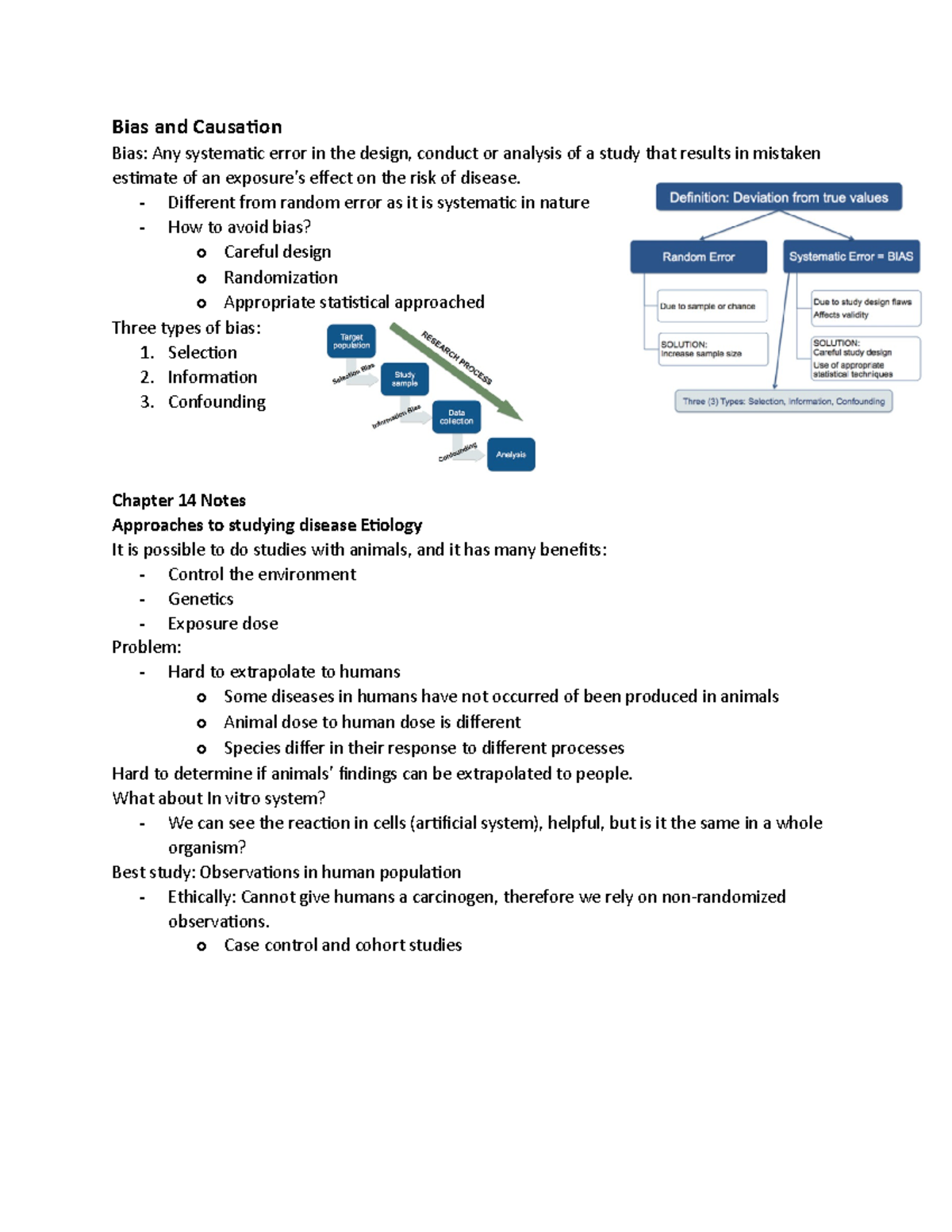 Unit 2 - Bias and Causation - Bias and Causation Bias: Any systematic ...