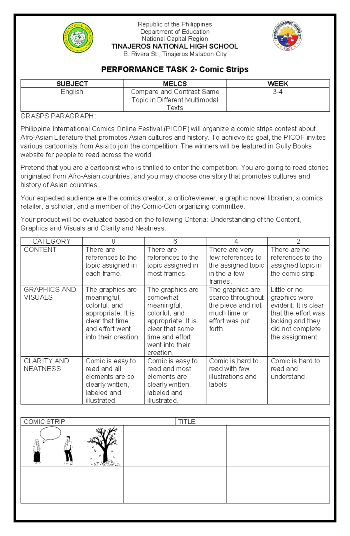 Q2-PETA2 - Performance Task 2 for Quarter 2 - Republic of the ...