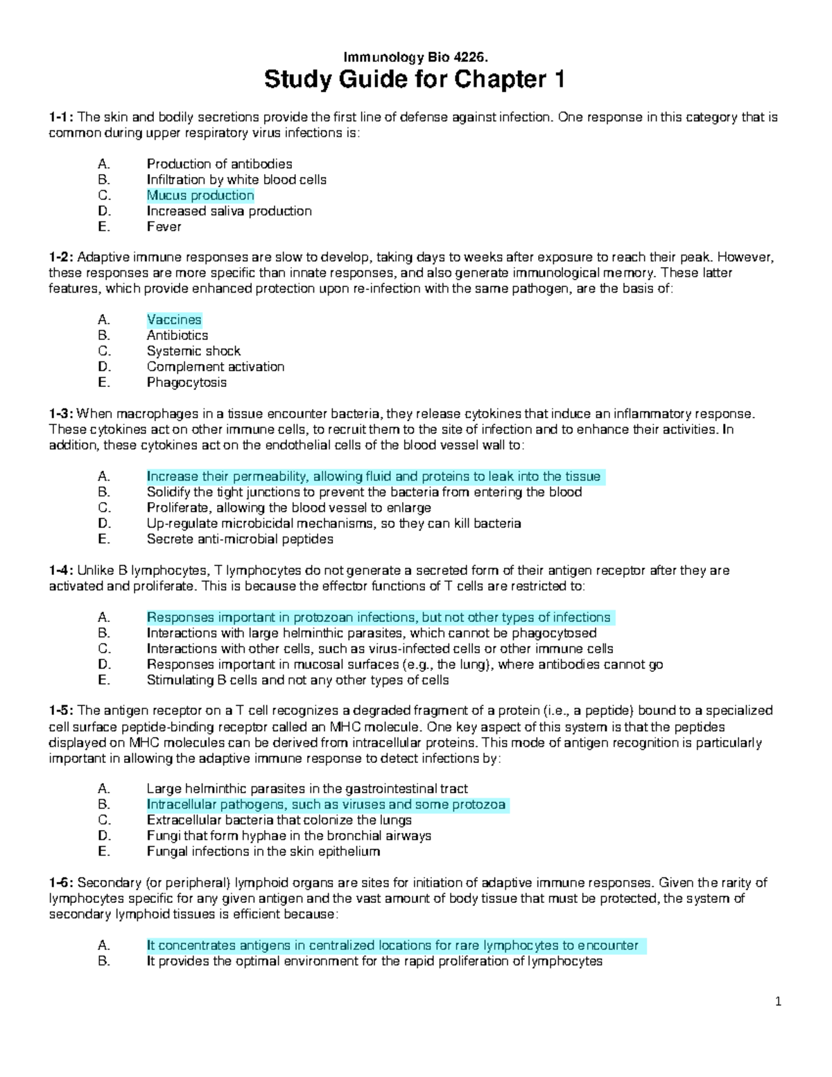 Ch1 Immuno Study Guide - Warning: TT: undefined function: 22 1 Immunology Bio 42 26. Study Guide ...
