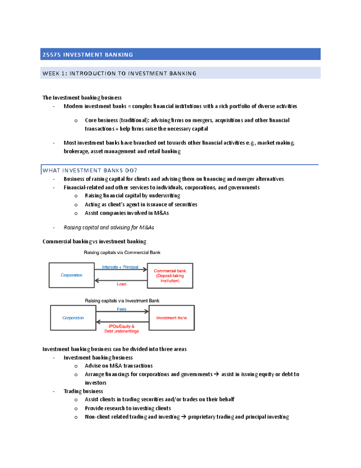 25575 Investment Banking - 25575 INVESTMENT BANKING WEEK 1 ...