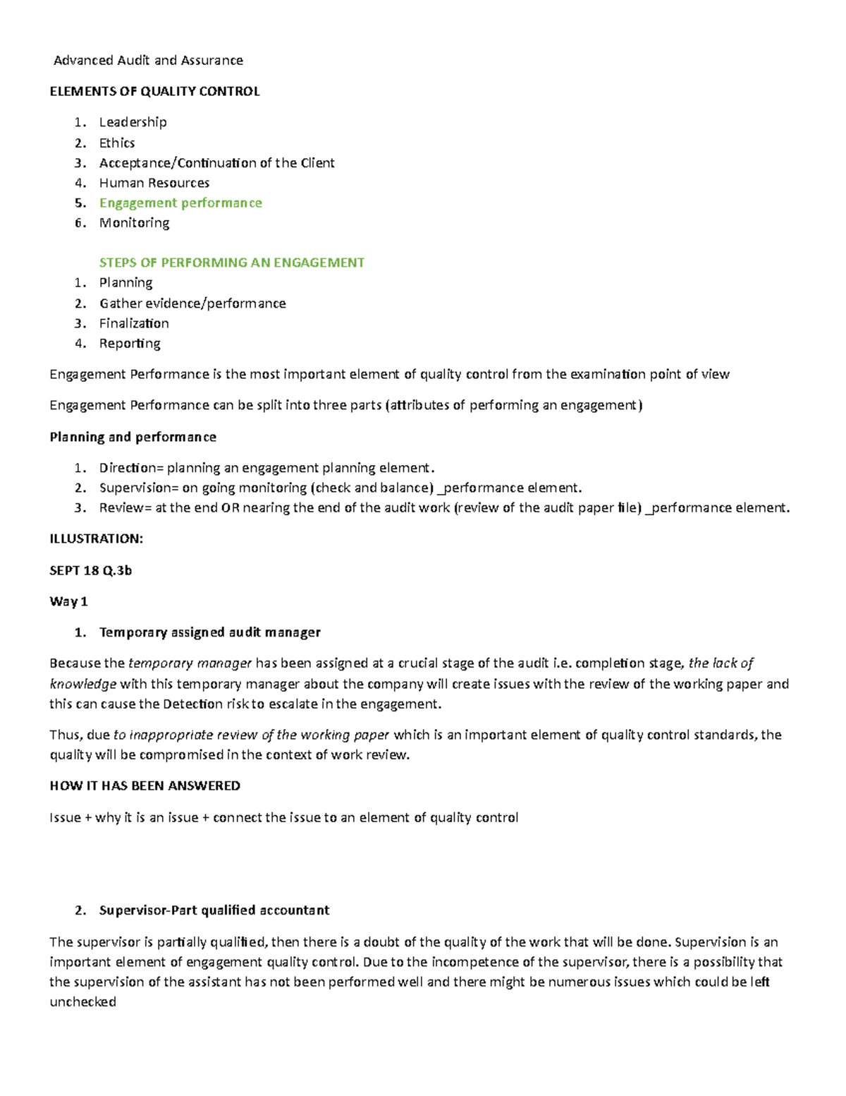 Advanced Audit and Assurance - Advanced Audit and Assurance ELEMENTS OF ...