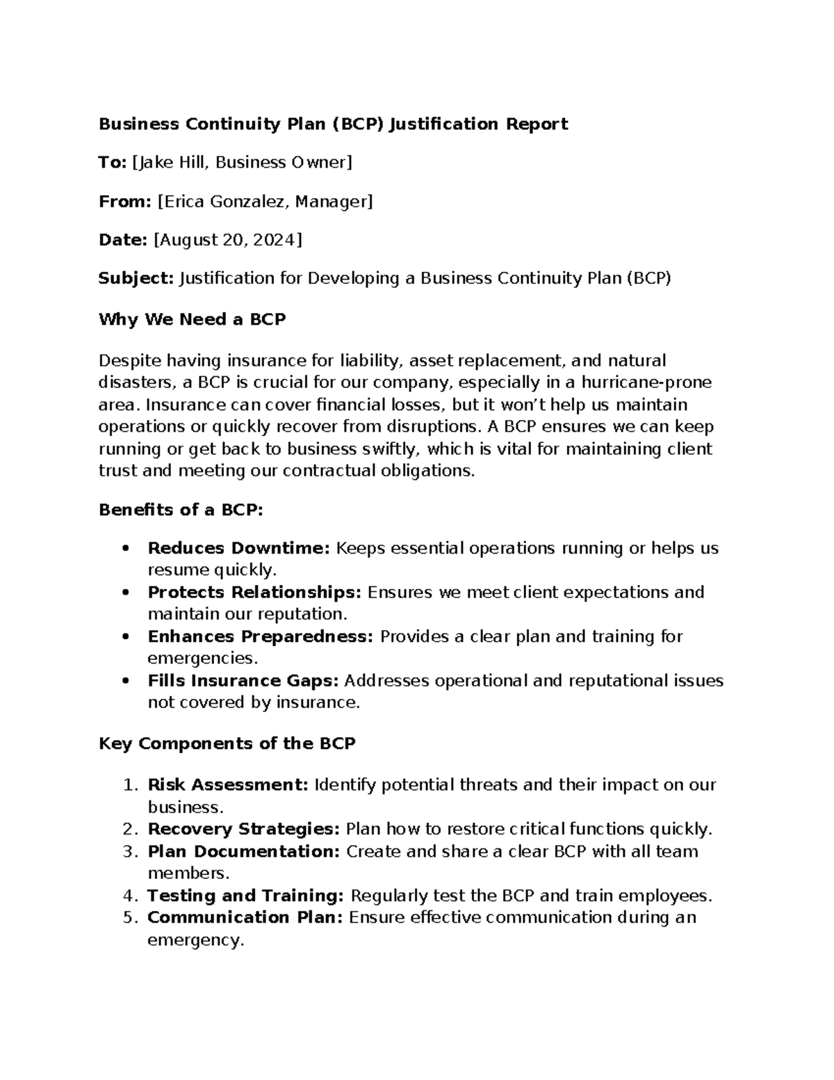 IT 313 8-2 Activity Do We Need a Business Continuity Plan - Business ...