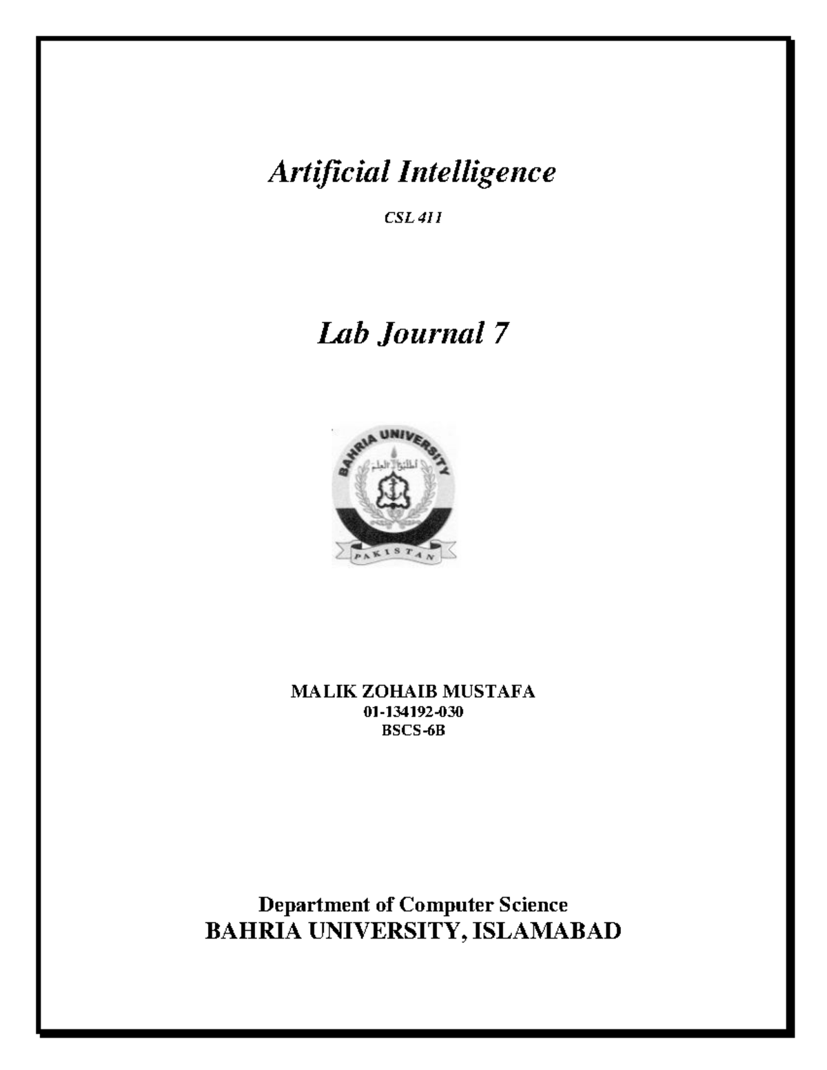 Lab 7 Journal Template 21042022 094934 am - Artificial Intelligence CSL ...