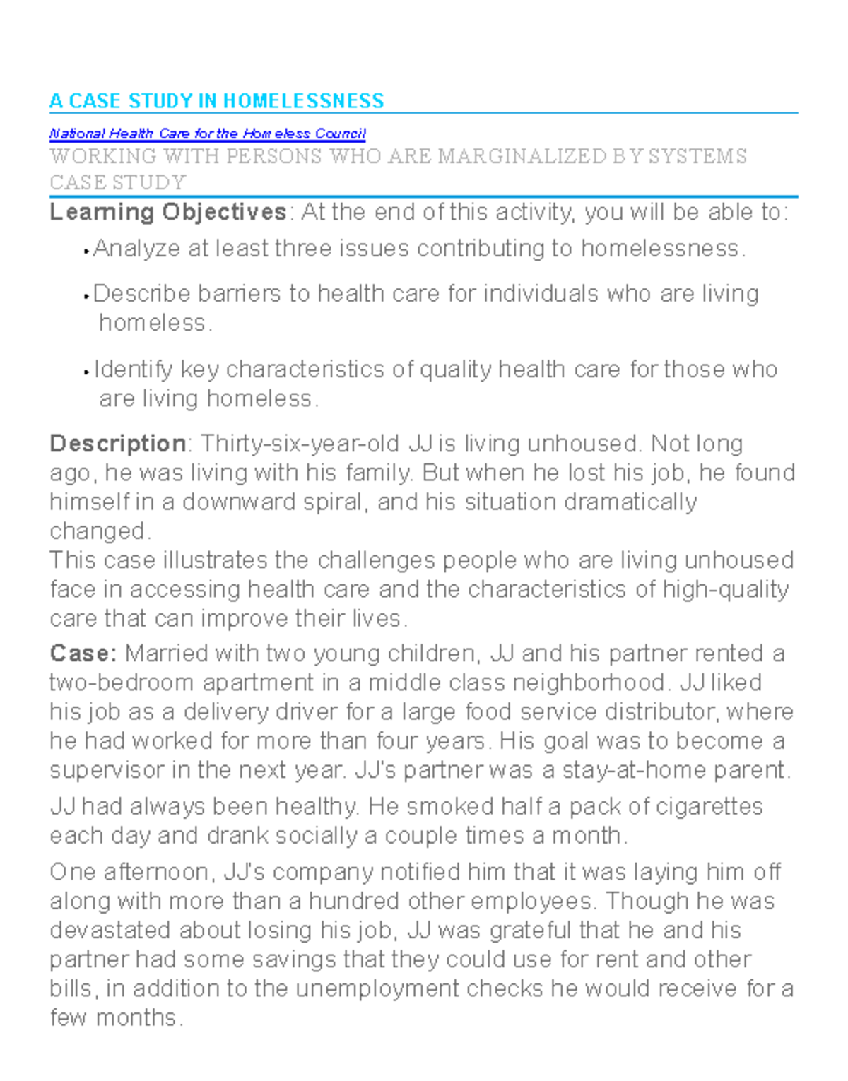 Working with persons who are marginalized - A CASE STUDY IN ...