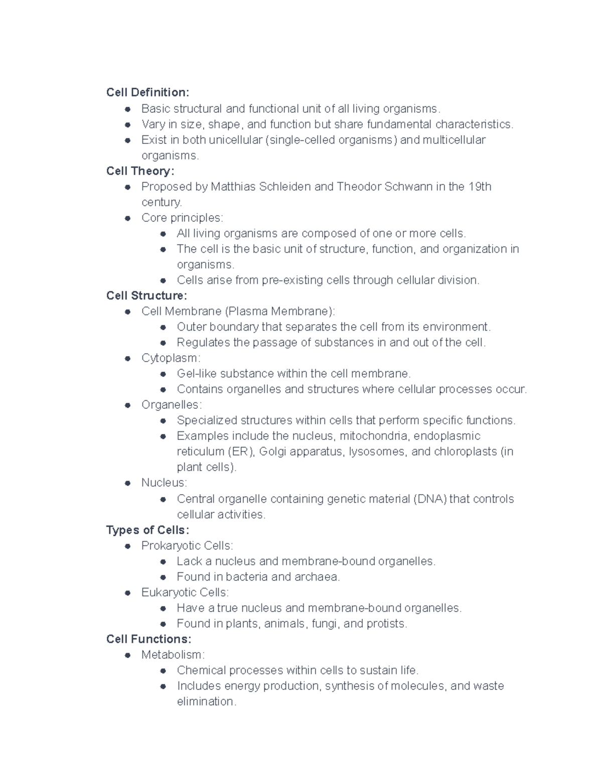 Cell - Basic english notes for the cell. - Cell Definition: Basic ...