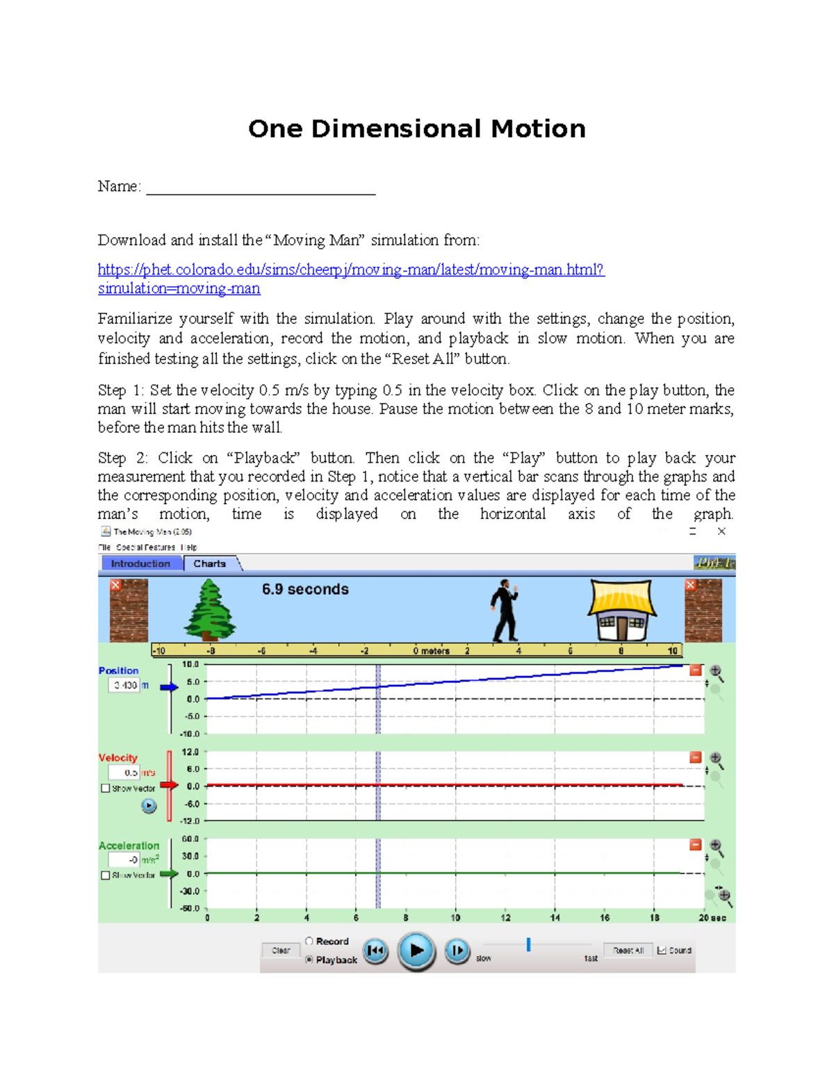 1D Motion - Lab Report - One Dimensional Motion Name ...